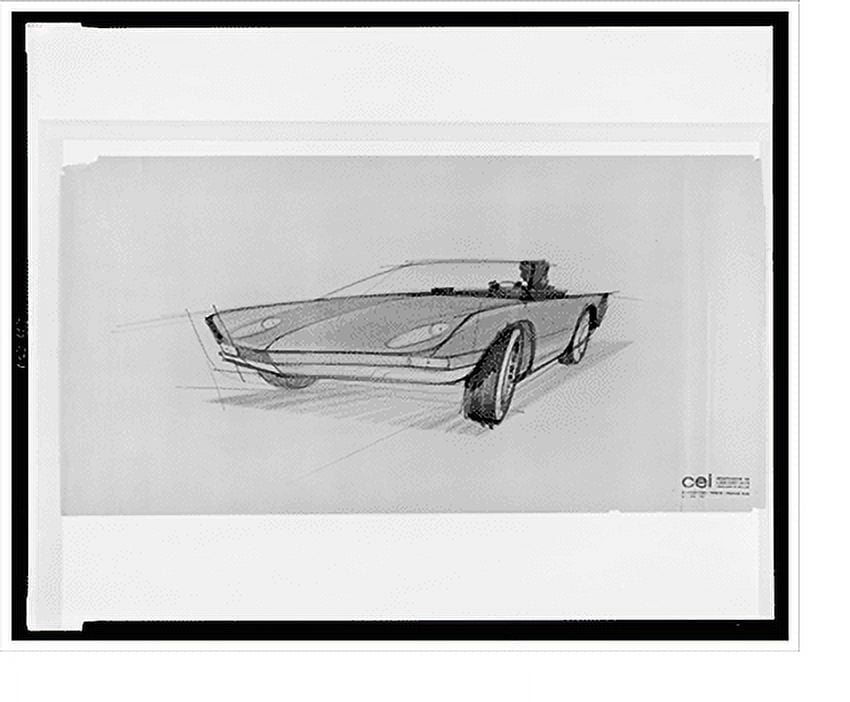 Historic Print, [Design drawing for Avanti automobile, front view from ...