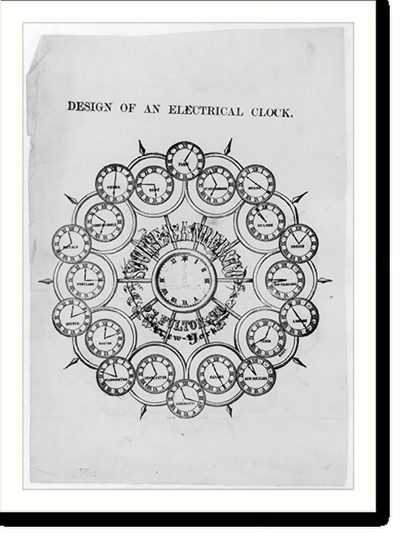 Historic Print, Design of an electrical clock [of Souire Lander & Co ...