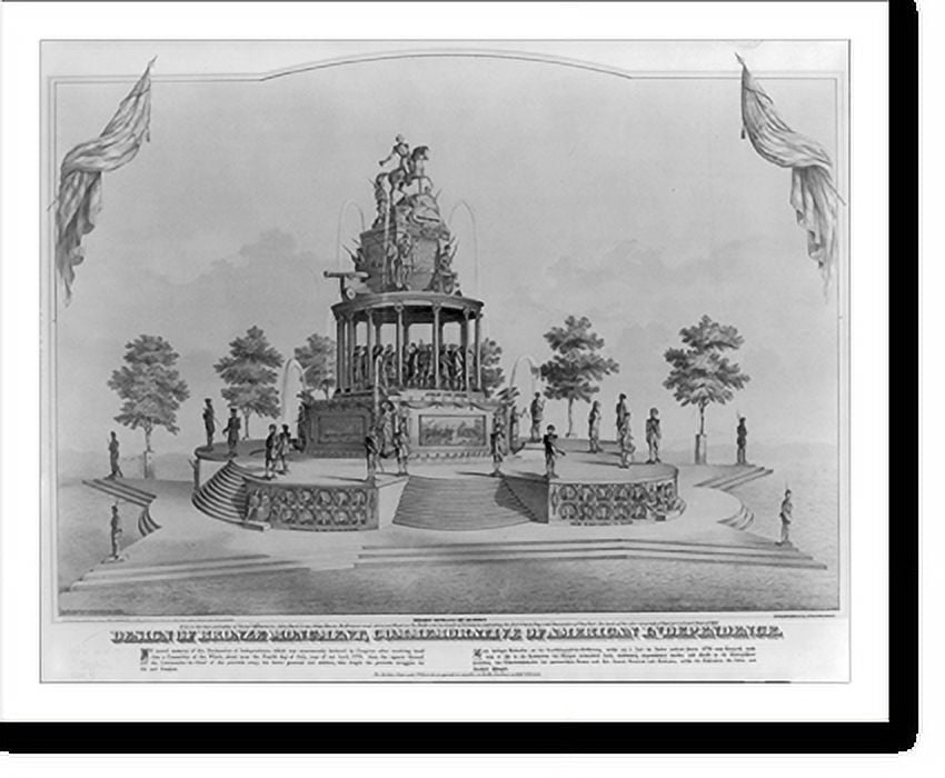 Historic Print, Design of bronze monument, commemorative of American ...
