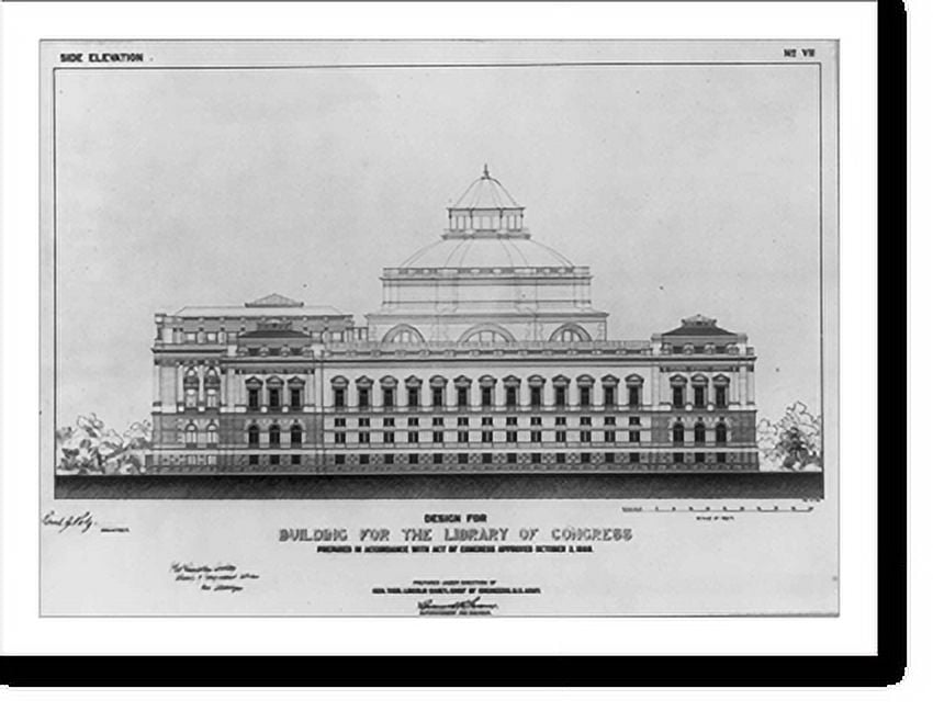 Historic Print, Designs for Building for the Library of Congress: Side ...