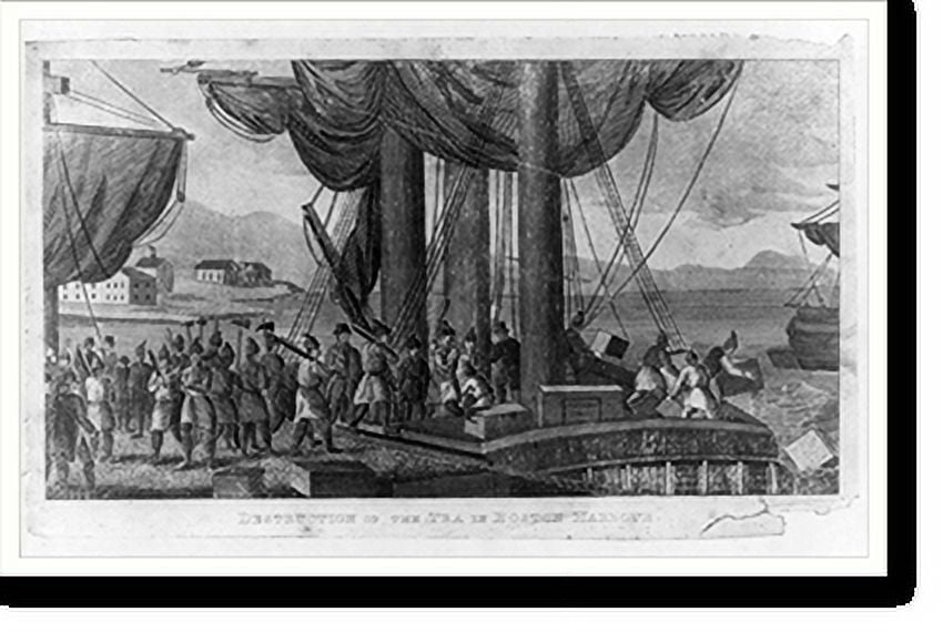 Historic Print, Destruction of the tea in Boston Harbor, 18" x 24 ...