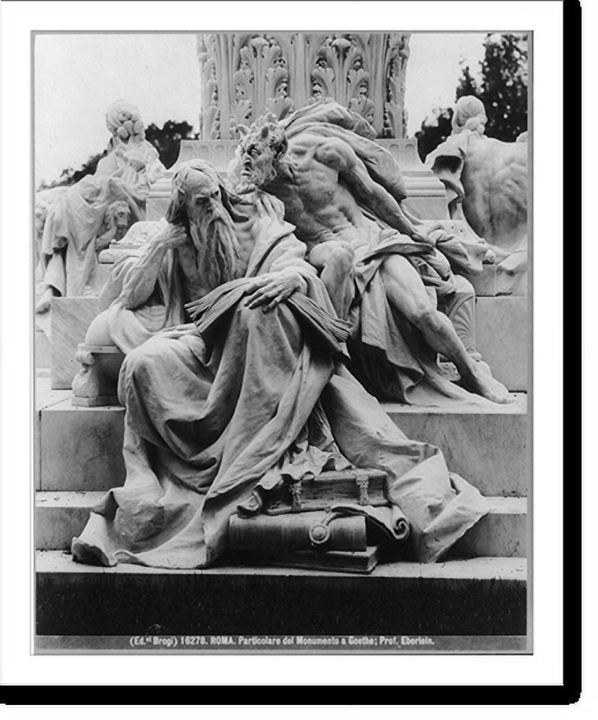 Historic Print, [Detail of monument ot Goethe in Rome, showing Satan ...