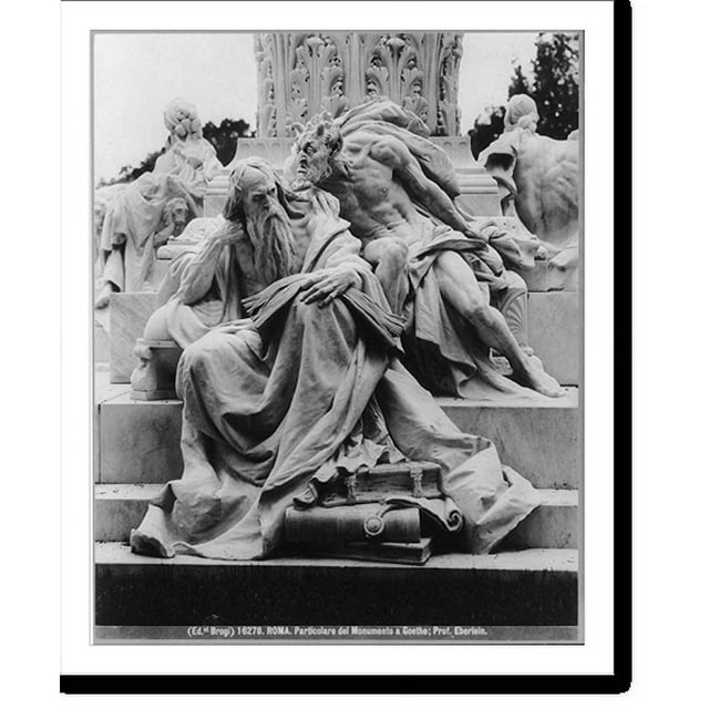 Historic Print, [Detail of monument ot Goethe in Rome, showing Satan ...