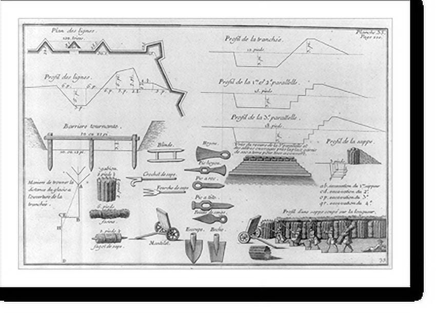 Historic Print, [Detailed drawing of mining engineering and mining ...
