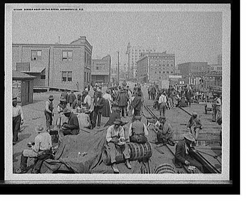 Historic Print, Dinner hour on the docks, Jacksonville, Fla., 18" x 24 ...