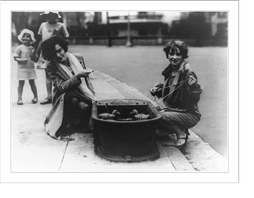 Historic Print, Do ducks swim?", as the misses Eugenia Dunbar and Mary ...