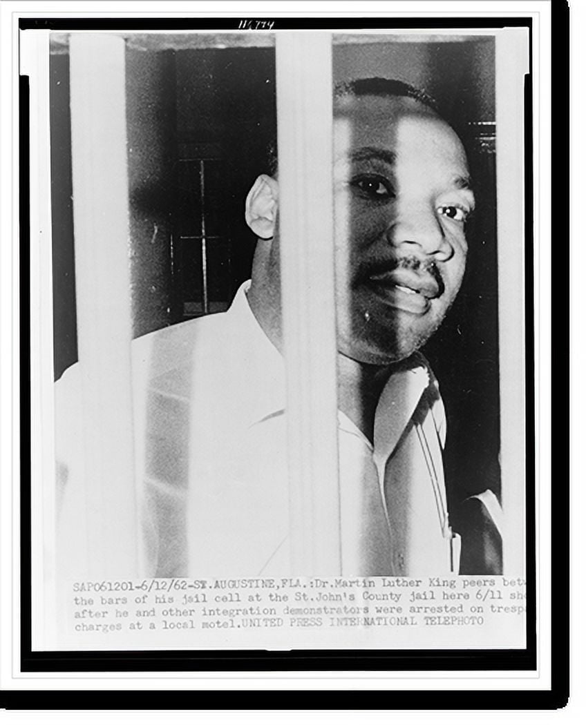 Historic Print, [Dr. Martin Luther King Jr., behind bars in jail in St. Augustine, Florida], 16 ...