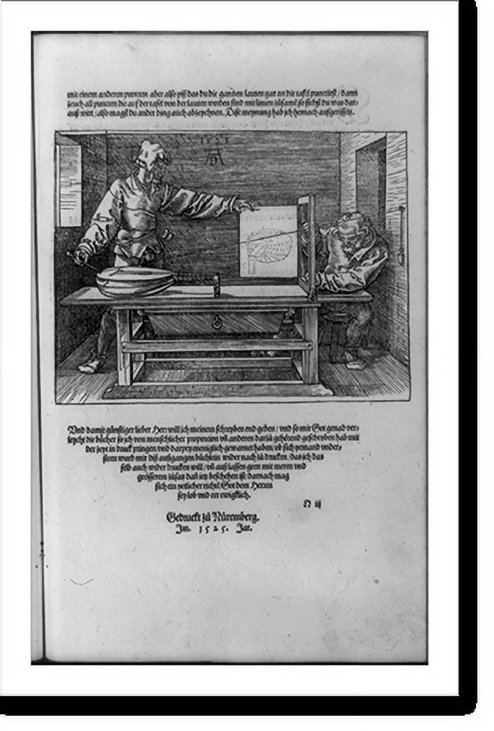 Historic Print, [Draftsman drawing a lute].AD, 1525., 18" x 24 ...