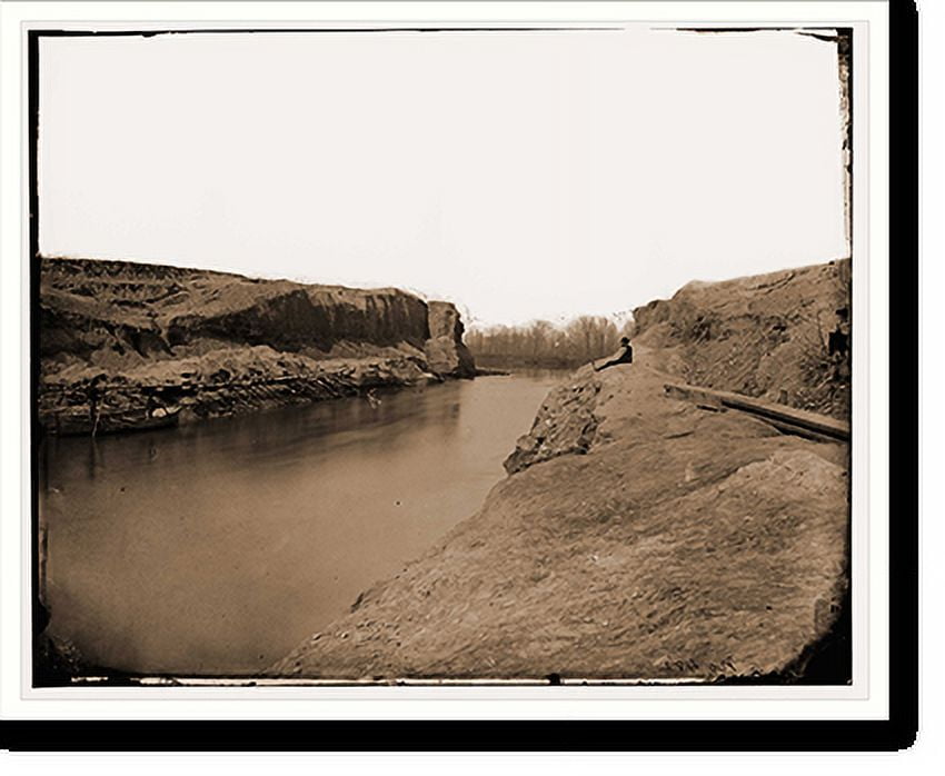 Historic Print, Dutch Gap Canal Virginia. View of completed canal, 18 ...