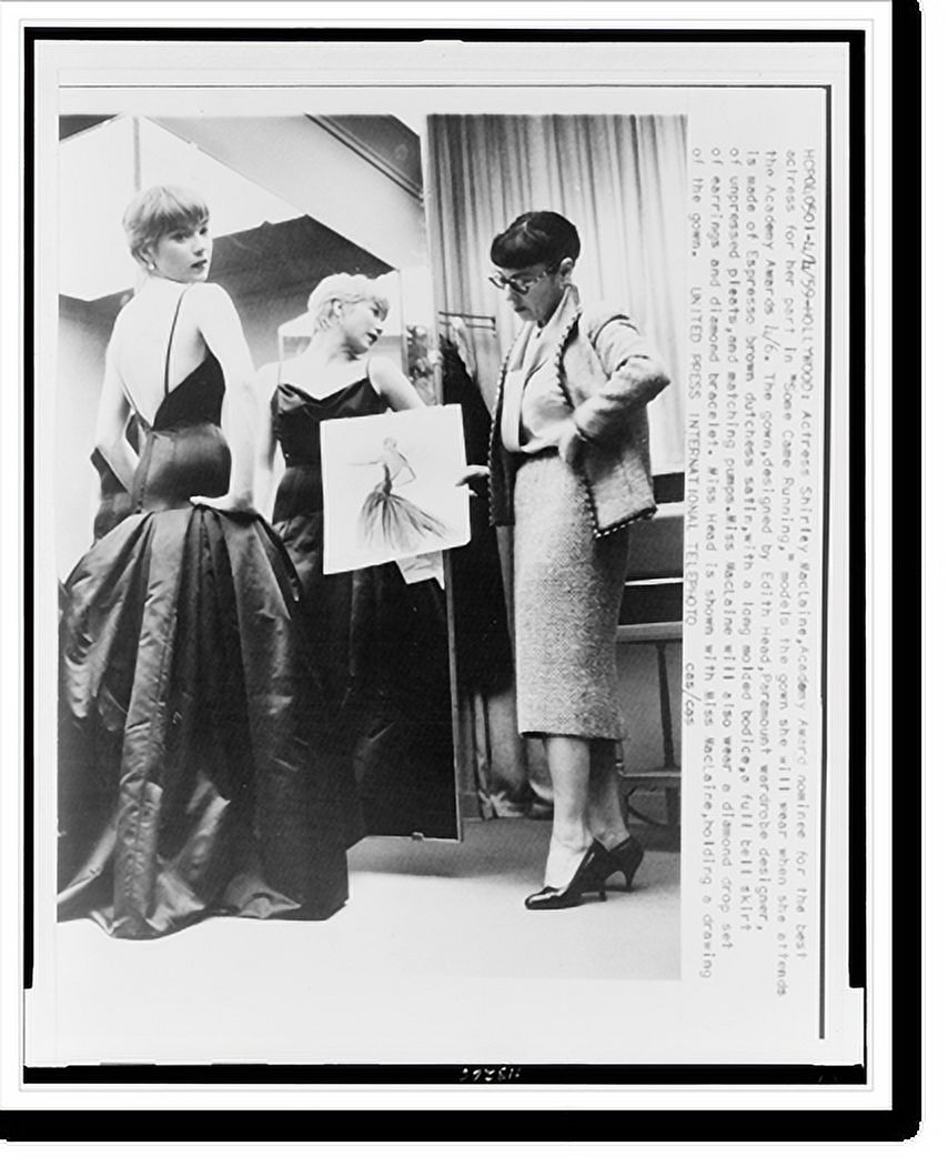 Historic Print, [Edith Head, full-length portrait, holding a drawing of ...