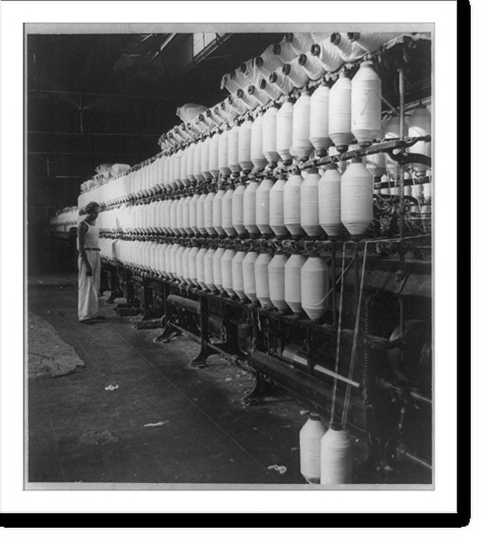 Historic Print, El Salvador, cotton thread being wound on spindles in a ...