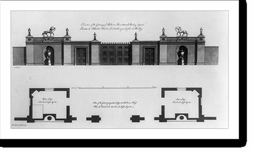 Historic Print, Elevation of the gateway of Shelburne House, towards ...