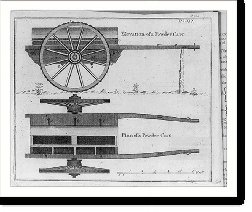Historic Print, Elevation of a powder cart [and] plan of a powder cart ...