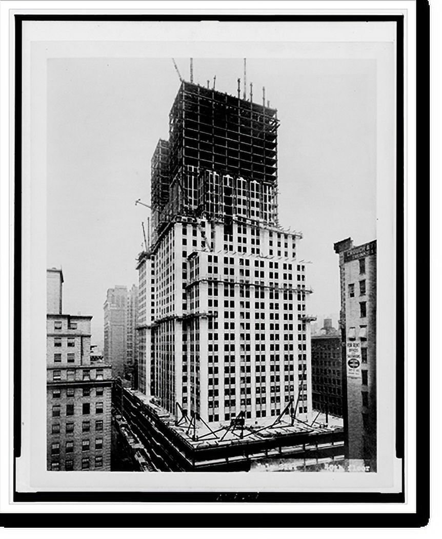Historic Print, [Empire State Building under construction showing steel ...