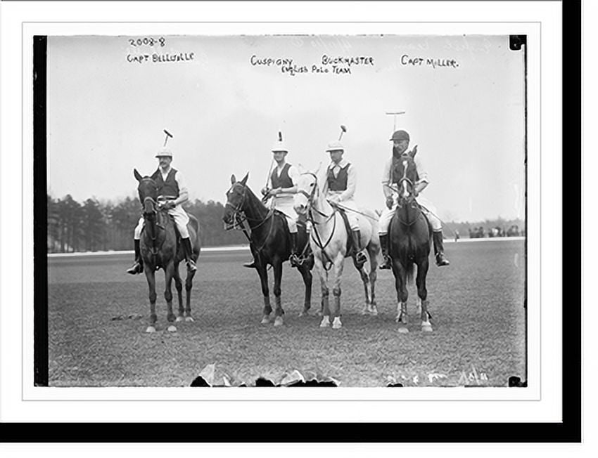 Historic Print, English Polo Team, Capt. Bellville, Cuspigny ...