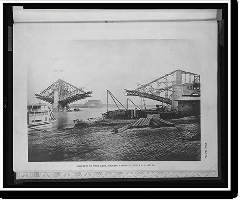 Historic Print, Erection of west arch [of the St. Louis Bridge ...