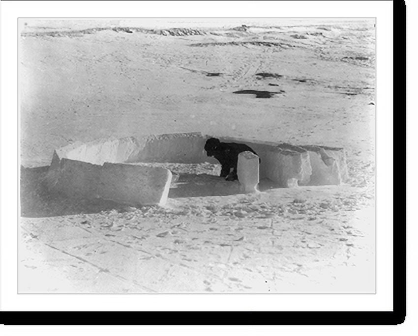 Historic Print, [Eskimo building an igloo; completing the first layer ...