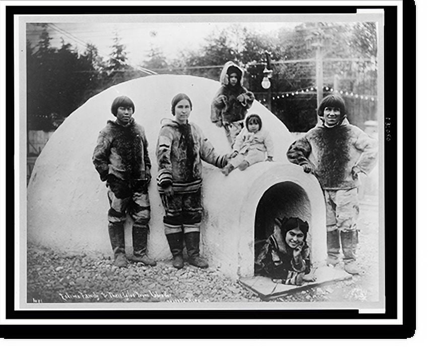 Historic Print, Eskimo family and their igloo from Labrador, Seattle, A.Y.P.E., 18" x 24 ...