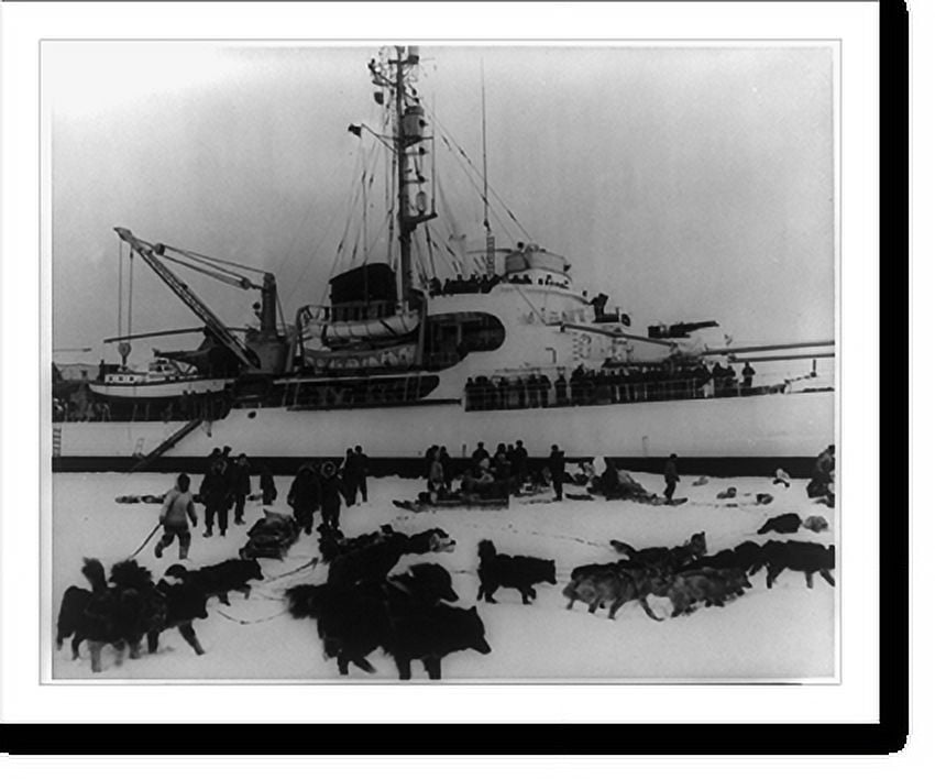 Historic Print, [Eskimos with dog teams and sleds loaded with equipment ...