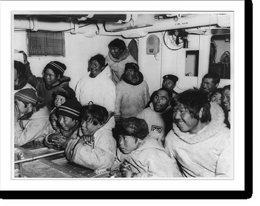 Historic Print, [Eskimos watching movie aboard icebreaker Eastwind on ...