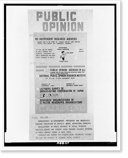 Historic Print, [Exhibit panel depicting public opinion and education ...