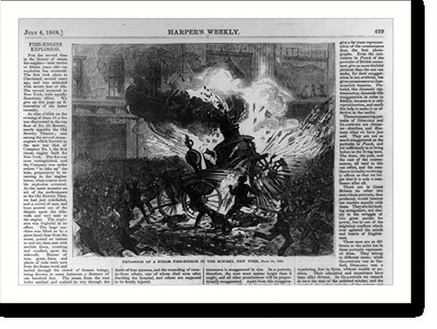 Historic Print, Explosion of a steam fire-engine in the Bowery, New ...