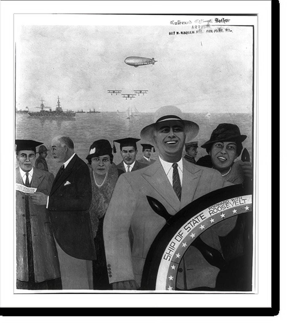 Historic Print, [F.D. Roosevelt at helm of Ship of State" - forward ...