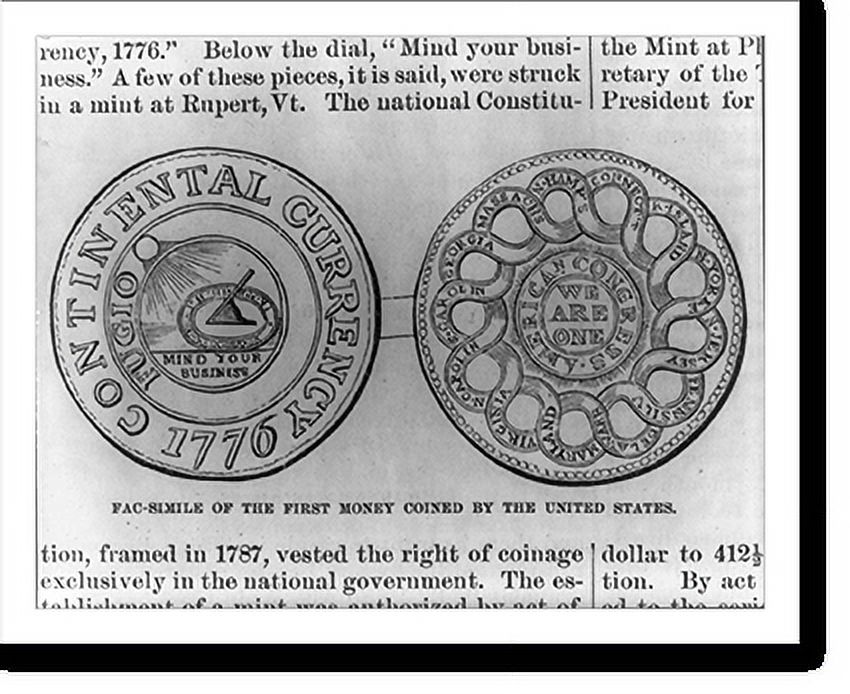 Historic Print, Fac-simile of the first money coined by the United ...