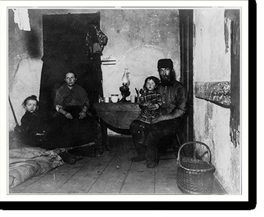 Historic Print, Family in poverty gap, N.Y.C. tenement room, 18" x 24 ...