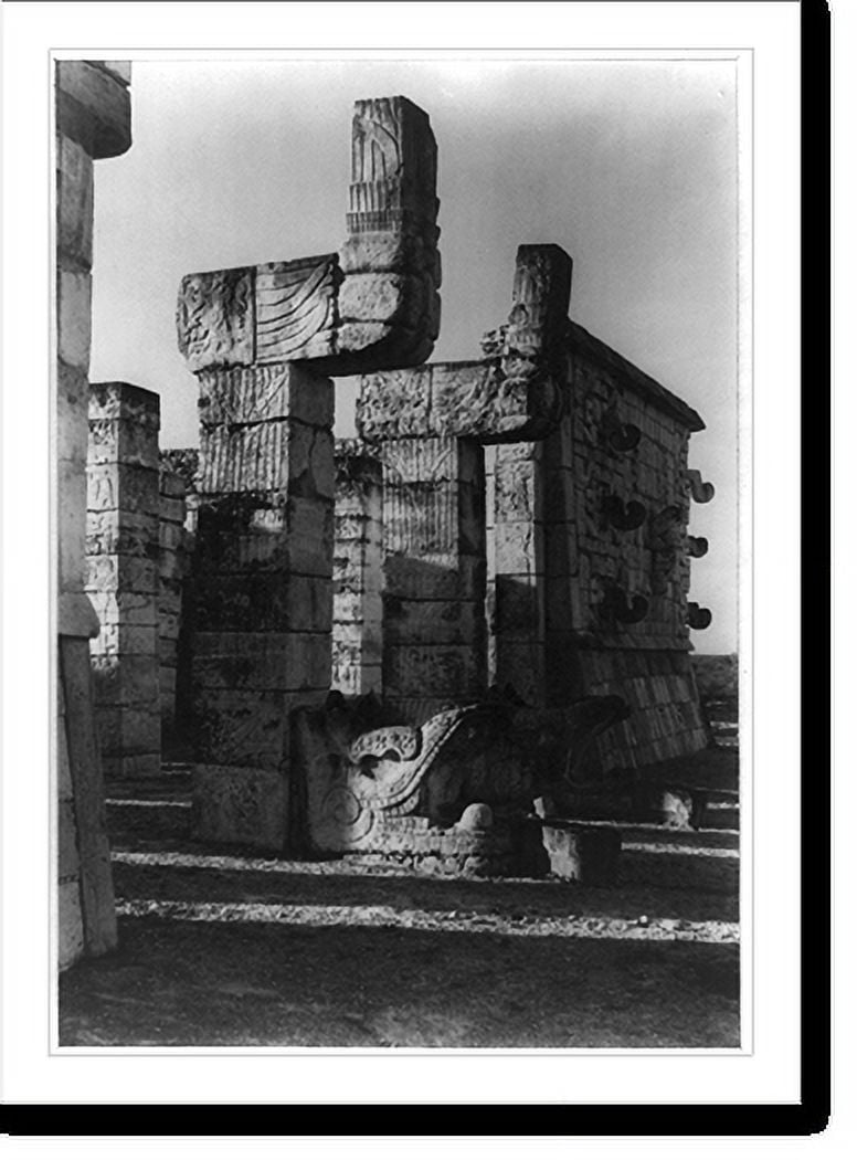 Historic Print, Feathered Serpent Columns, Temple of the Warriors ...