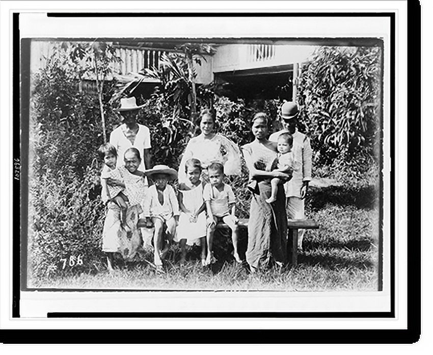 Historic Print, [Filipino family, ten people, posed, on lawn], 16" x 20 ...