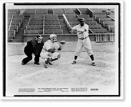 Historic Print, [Film still from The Jackie Robinson Story showing ...