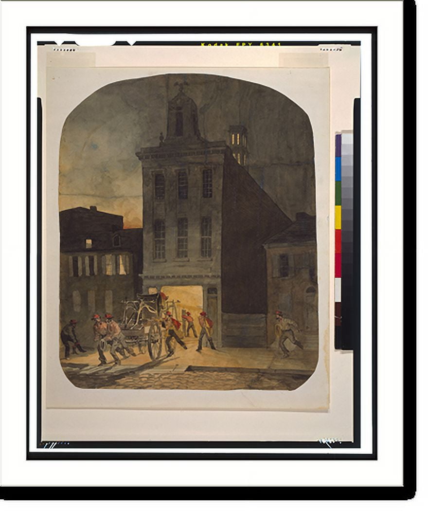 Historic Print, [Firehouse scene in Philadelphia showing firemen from ...