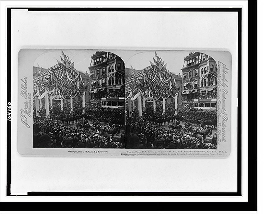 Historic Print, First Artillery U.S. Army passing under 5th Ave. arch ...