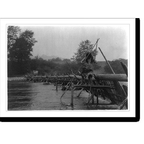 Historic Print, Fish-weir across Trinity River. Hupa, 16" x 20 ...