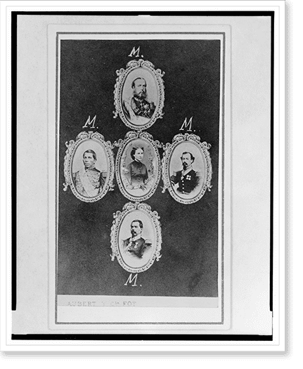 Historic Print, [Five cameo portraits with Empress Carlota in center ...