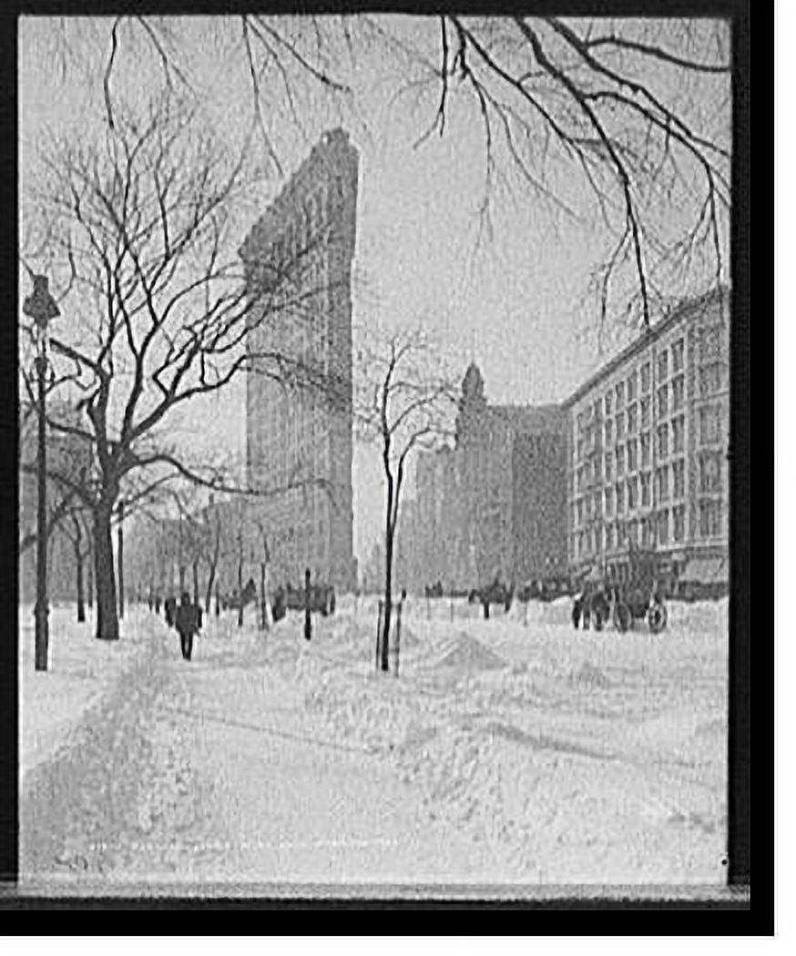 Historic Print, Flat-iron [i.e. Flatiron Building] corner after snow ...