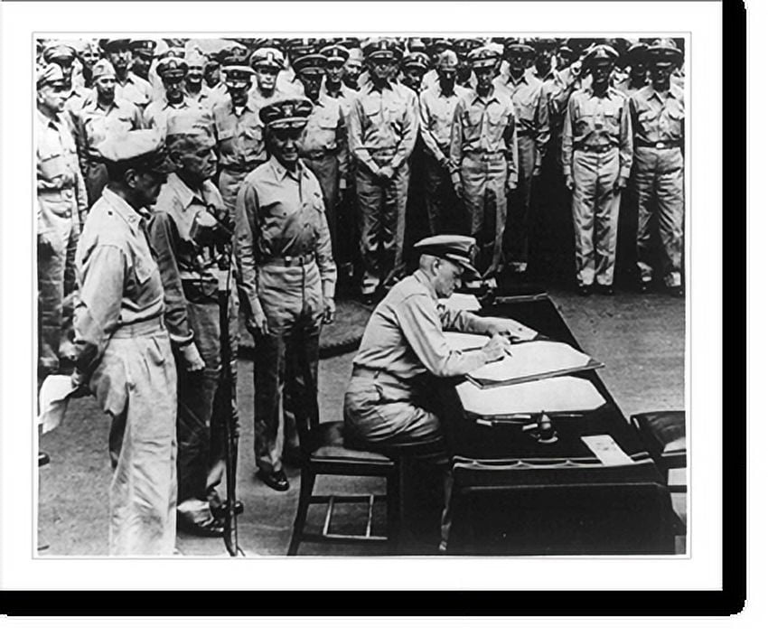 Historic Print, Fleet Adm. Chester W. Nimitz signing surrender document ...