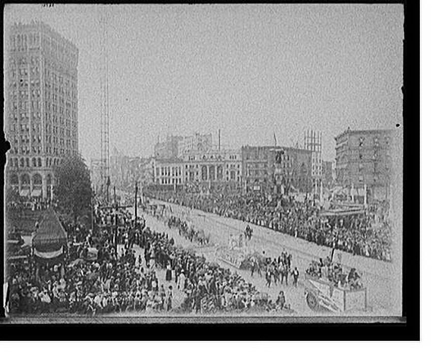 Historic Print, Floats in civic & industrial parade, Detroit bi ...