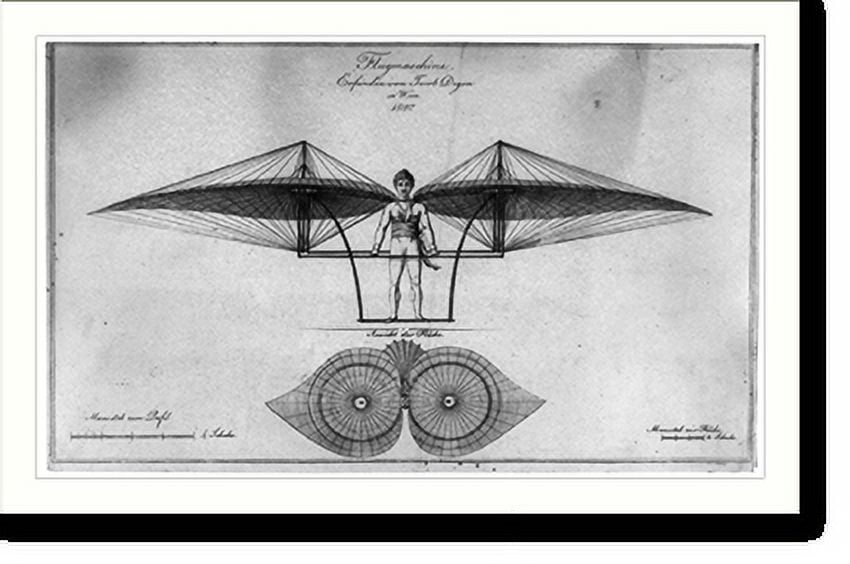 Historic Print, Flugmaschine. Erfunden von Jacob Degen in Wien, 1807 ...