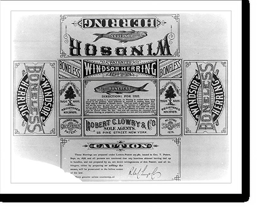 Historic Print, [Folding box label for Windsor Boneless Herring, with ...