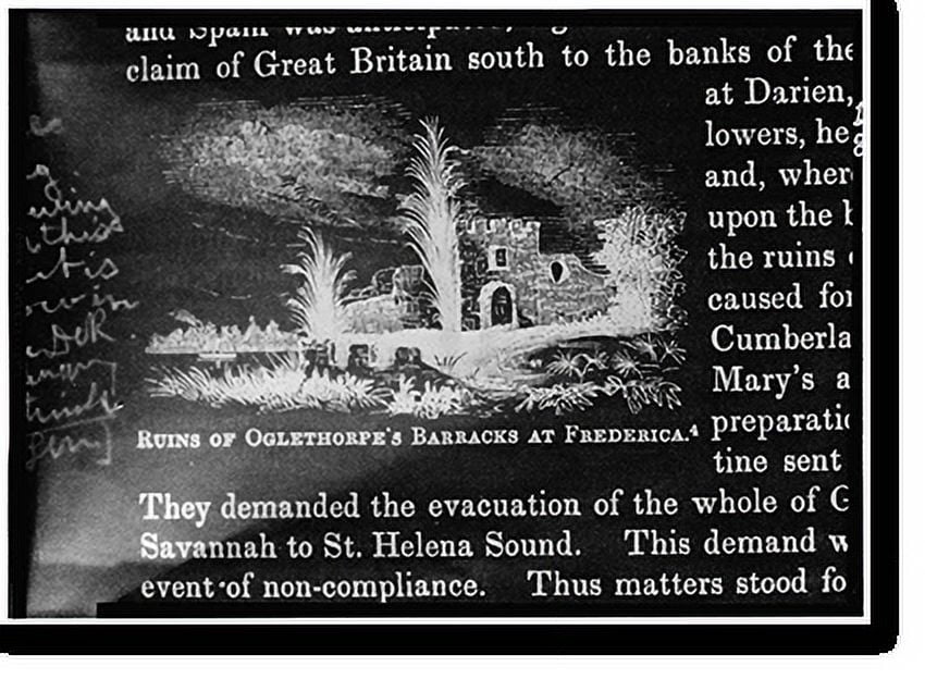 Historic Print, Fort Frederica, Barracks (Ruins), Saint Simons Island, Glynn County, GA - 18, 18 ...