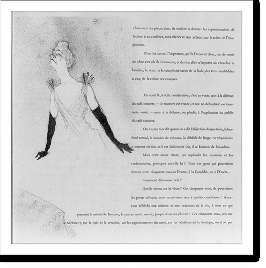 Historic Print, [French cabaret singer Yvette Guilbert wearing gown and ...