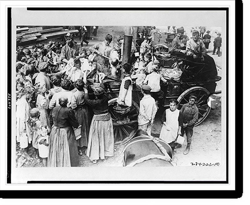 Historic Print, French field kitchens feed children in Oppau, Germany ...