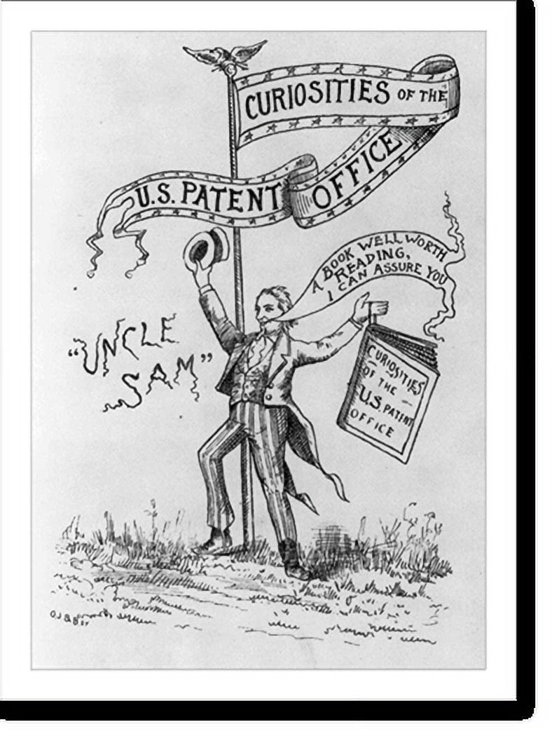 Historic Print, [Frontis. showing Uncle Sam holding the book and saying ...