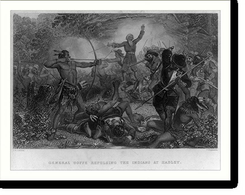 Historic Print, General Goffe repulsing the Indians at Hadley, 16" x 20 ...