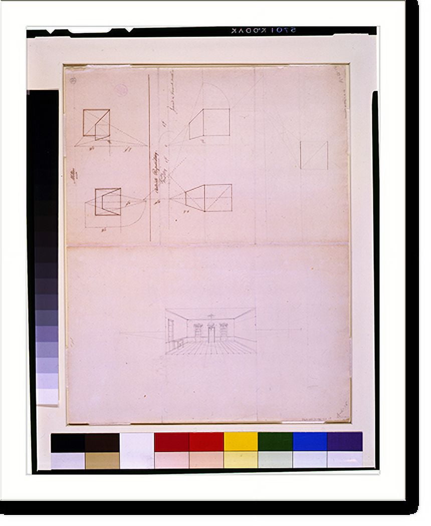 Historic Print, [Geometrical diagrams relating to perspective methods ...