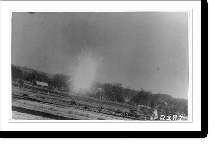 Historic Print, [German airplane exploding over open field after being ...