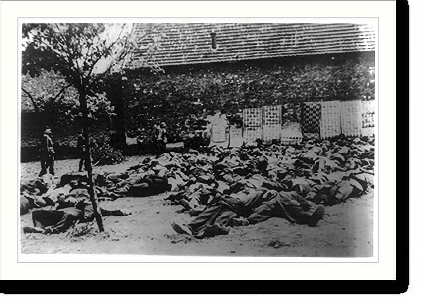 Historic Print, [German soldiers standing by corpses after mass ...