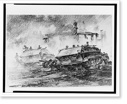 Historic Print, [German tanks moving forward during battle], 16" x 20 ...